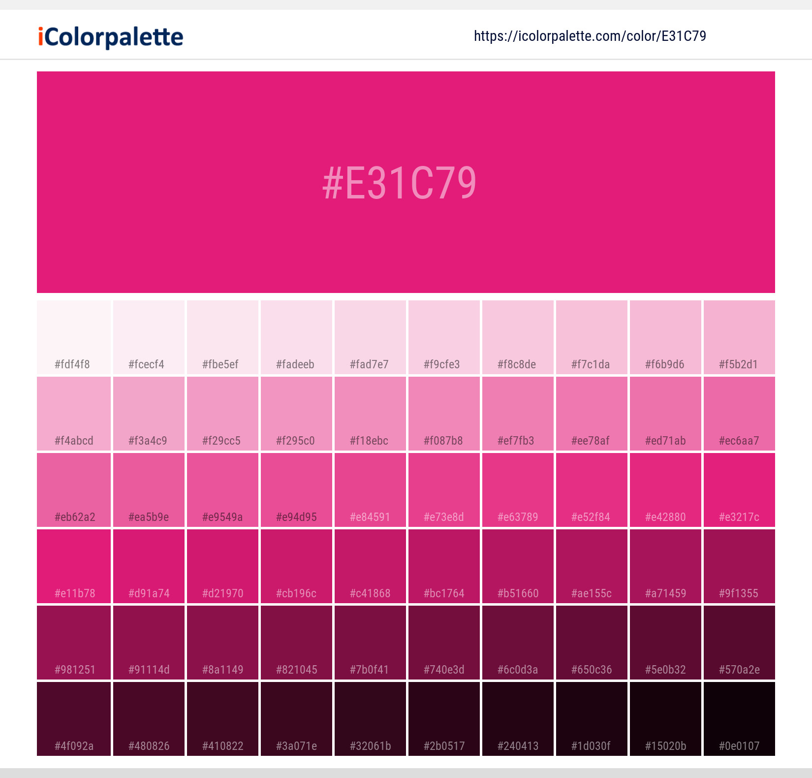 Pantone 213 C Color | Hex color Code #E31C79 information | Hsl | Rgb ...