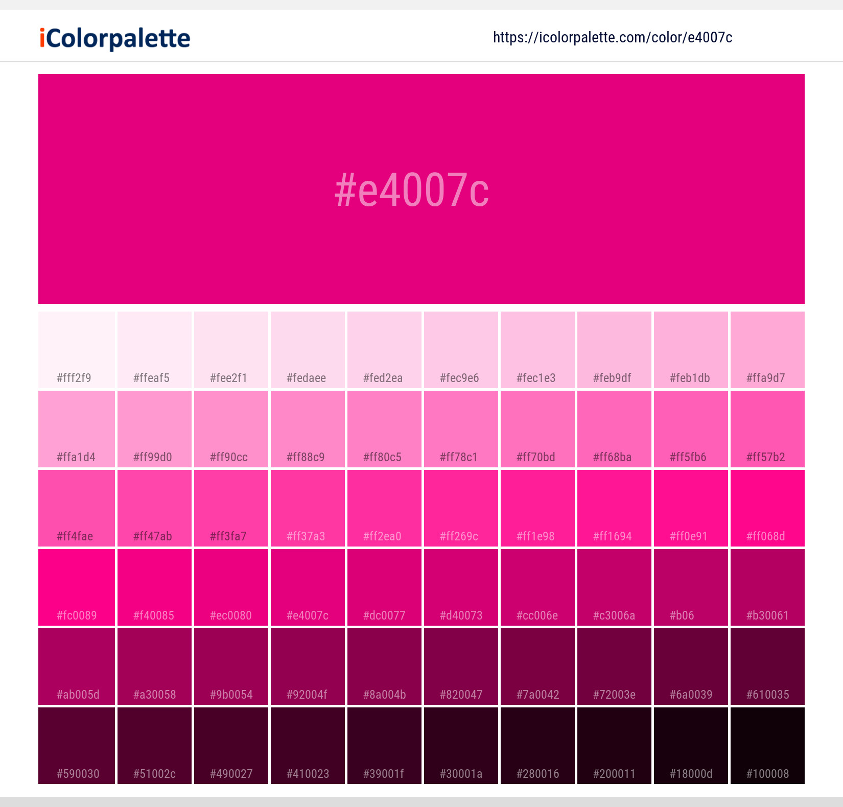 Mexican Pink Color | e4007c information | Hsl | Rgb | Pantone