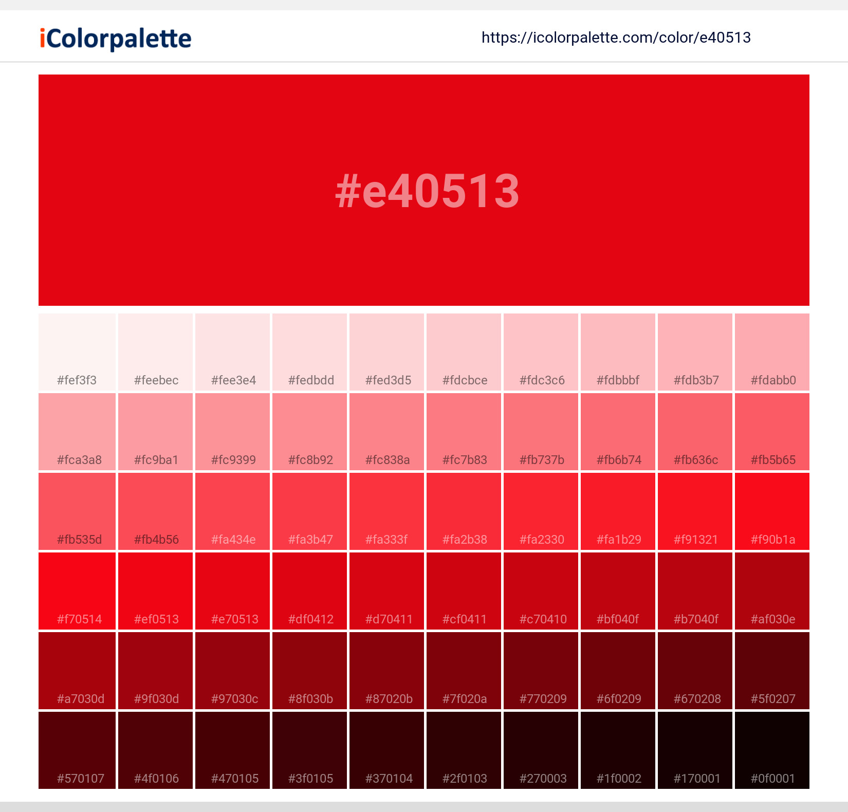 Miyamoto Red (similar) Color | e40513 information | Color conversion ...