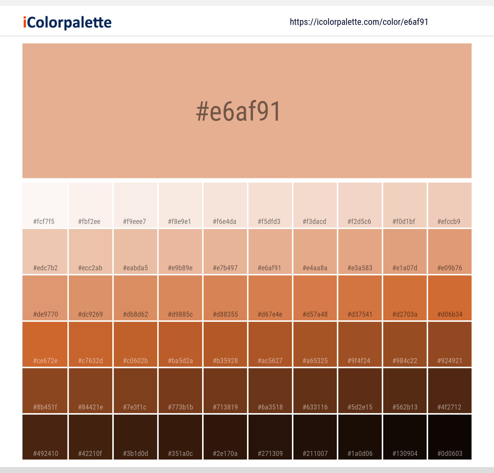 Pantone 14-1220 Tcx Peach Nougat Color | Hex color Code #E6AF91 ...