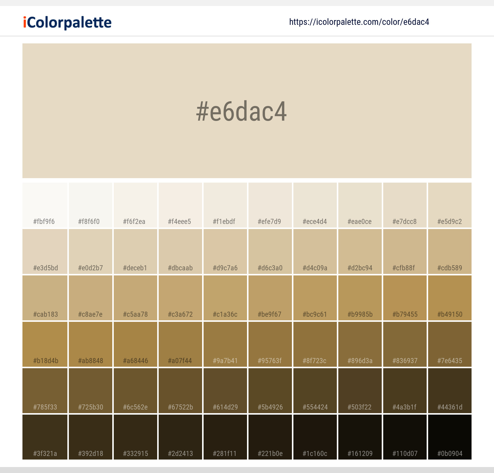 Hex Color #e6dac4 | Printing Match PANTONE 12-0703 TCX | Color ...