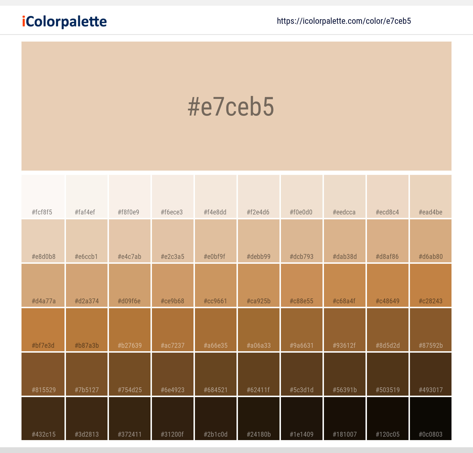 Pantone 2309 C Color | Hex color Code #E7CEB5 information | Hsl | Rgb ...