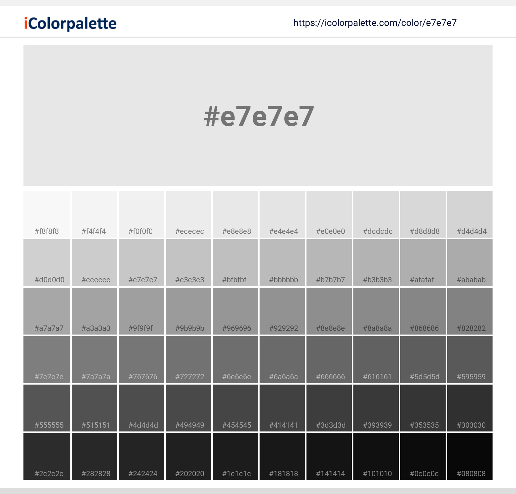 Placebo Color | e7e7e7 information | Hsl | Rgb | Pantone