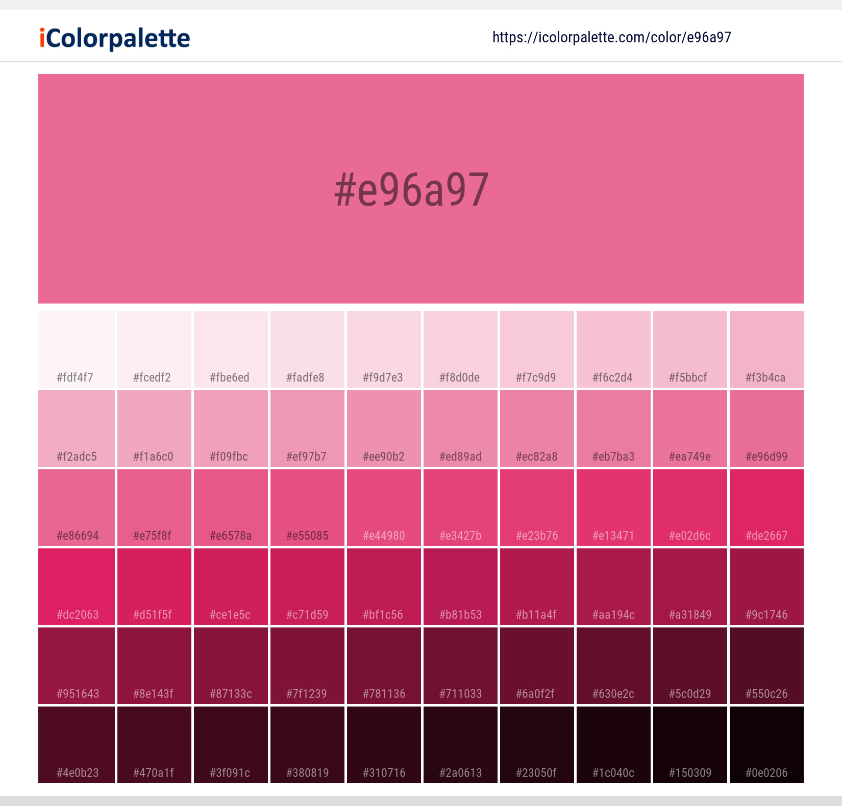 Pantone 16-2126 Tcx Azalea Pink Color | Hex color Code #e96a97 ...