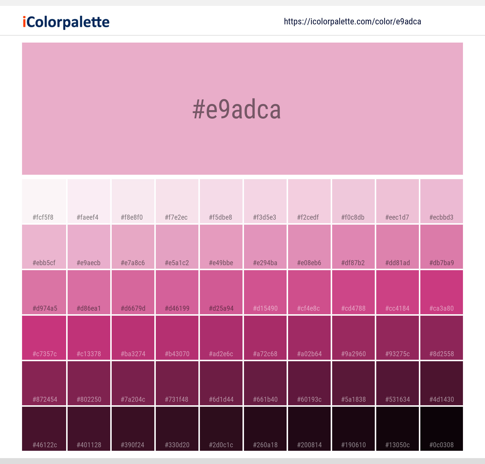 Hex Color #e9adca | Pantone PANTONE 14-2710 TCX | Hsl | Rgb