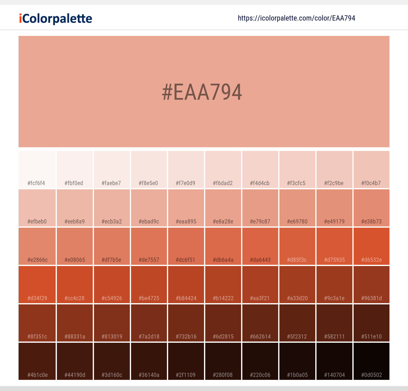 Pantone 487 C Color | Hex color Code #EAA794 information | Hsl | Rgb ...