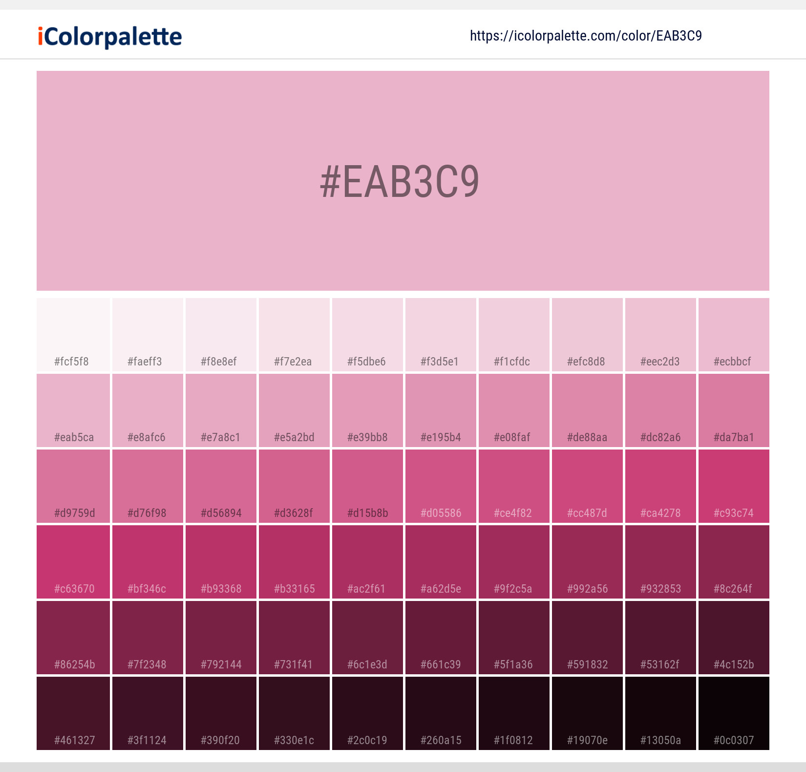 Pantone 203 Cp Color | Hex color Code #EAB3C9 information | Hsl | Rgb ...