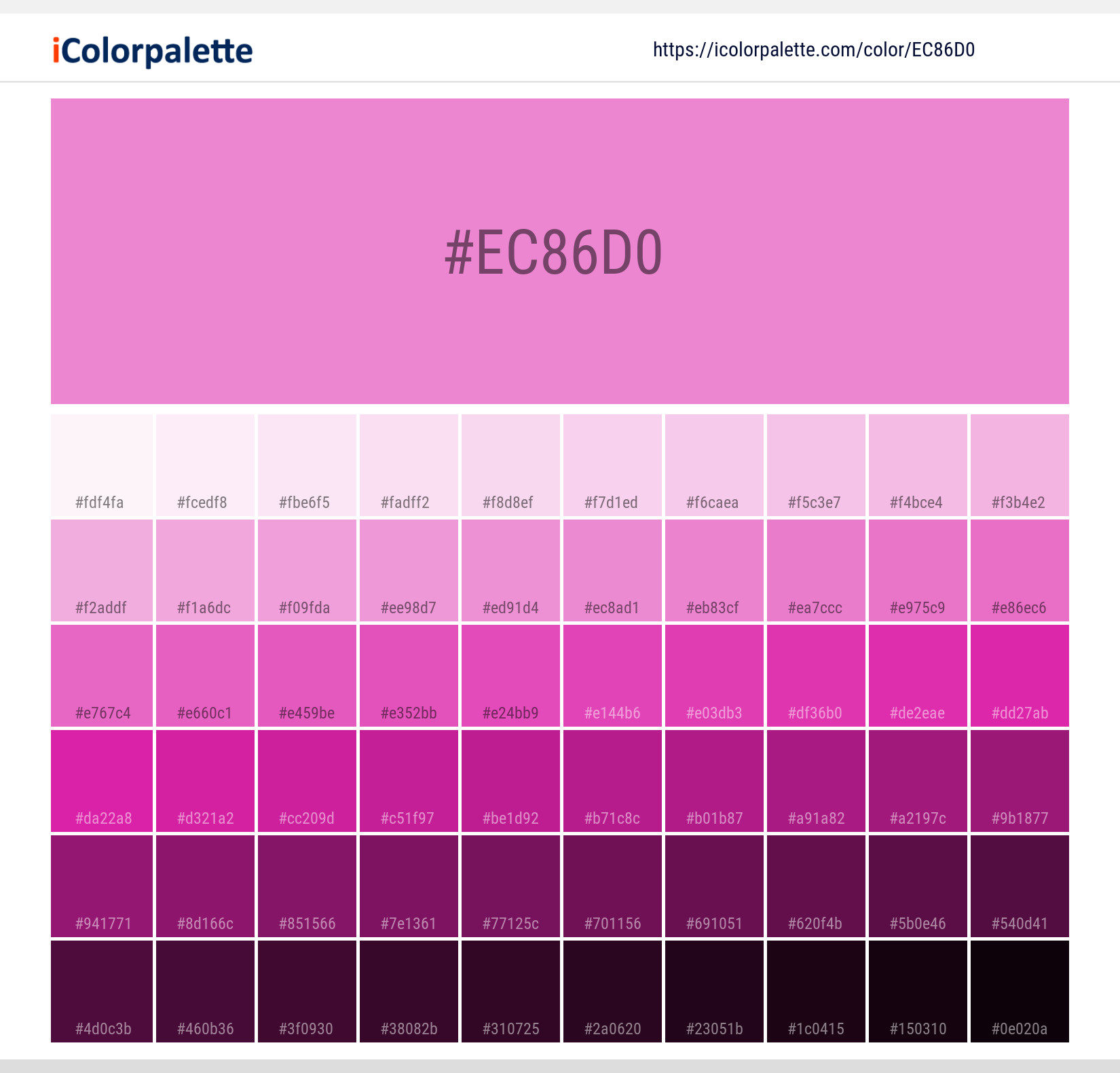 Hex Color #ec86d0 | Printing Match PANTONE 237 C | Color conversion ...