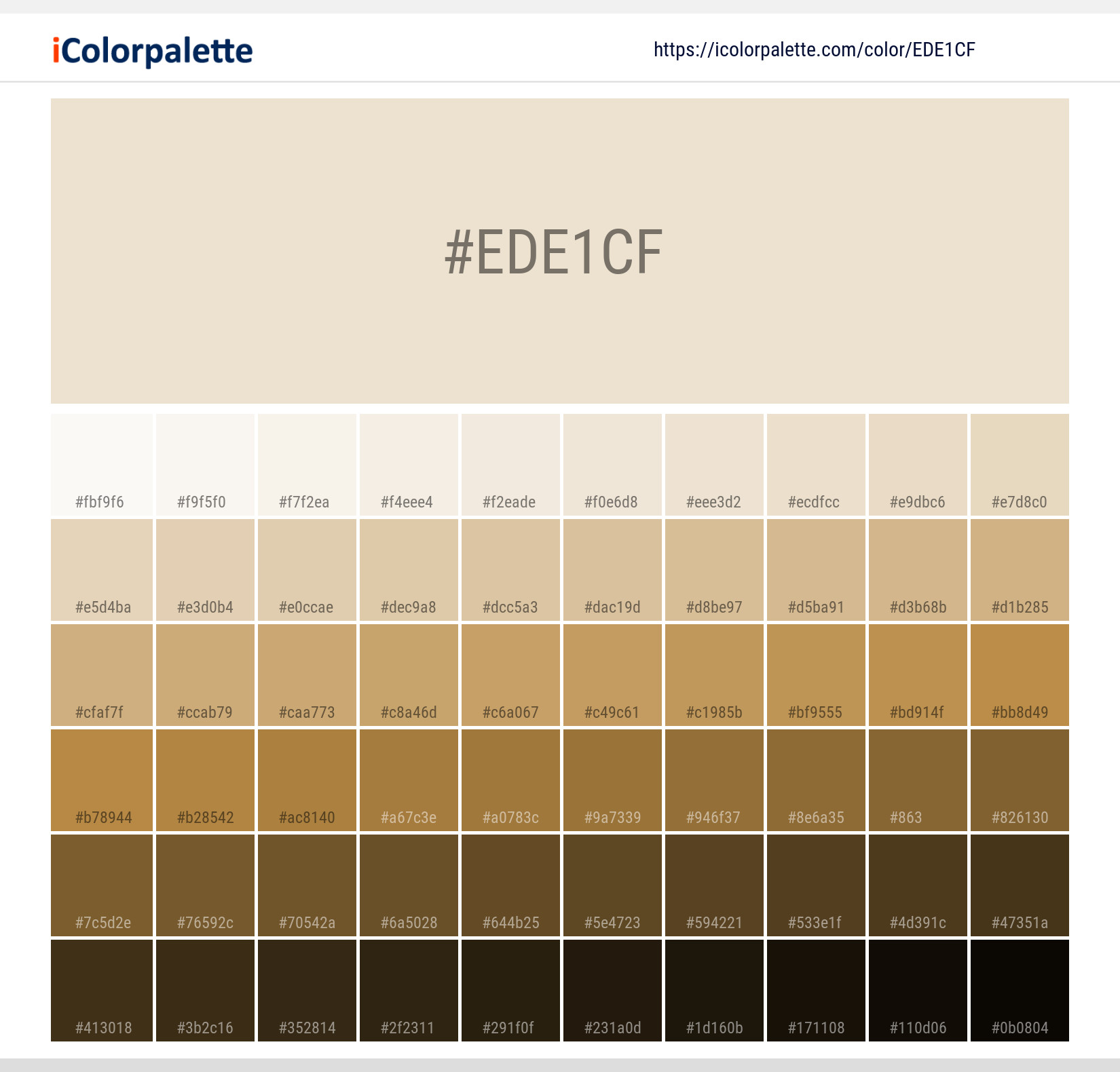 Hex Color #ede1cf information | Hsl | Rgb | Pantone