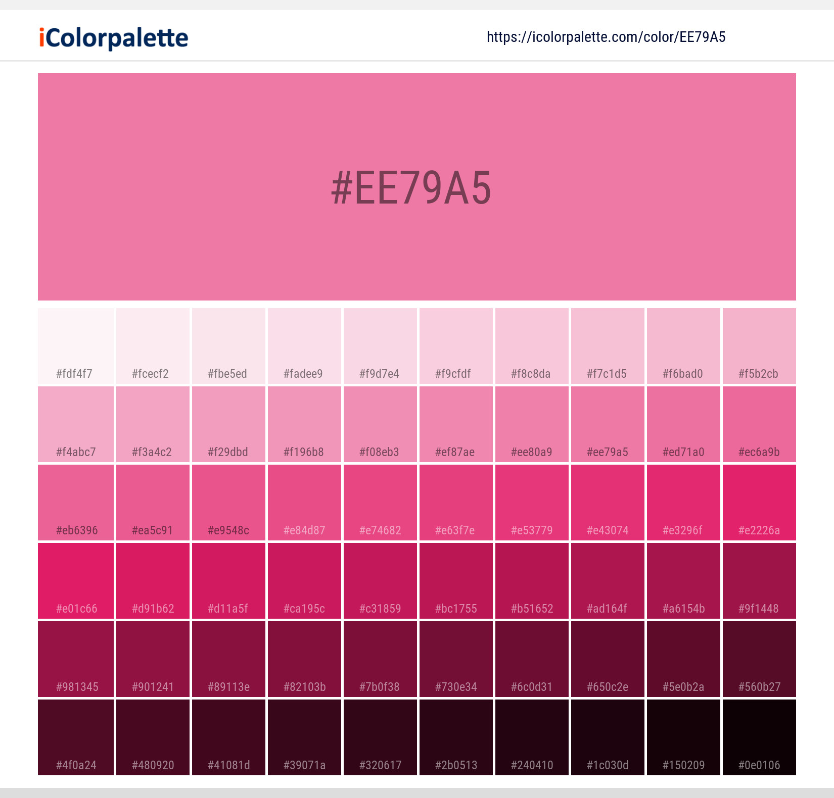 Pantone 16-2124 Tpx Pink Carnation Color | Hex color Code #ee79a5 ...
