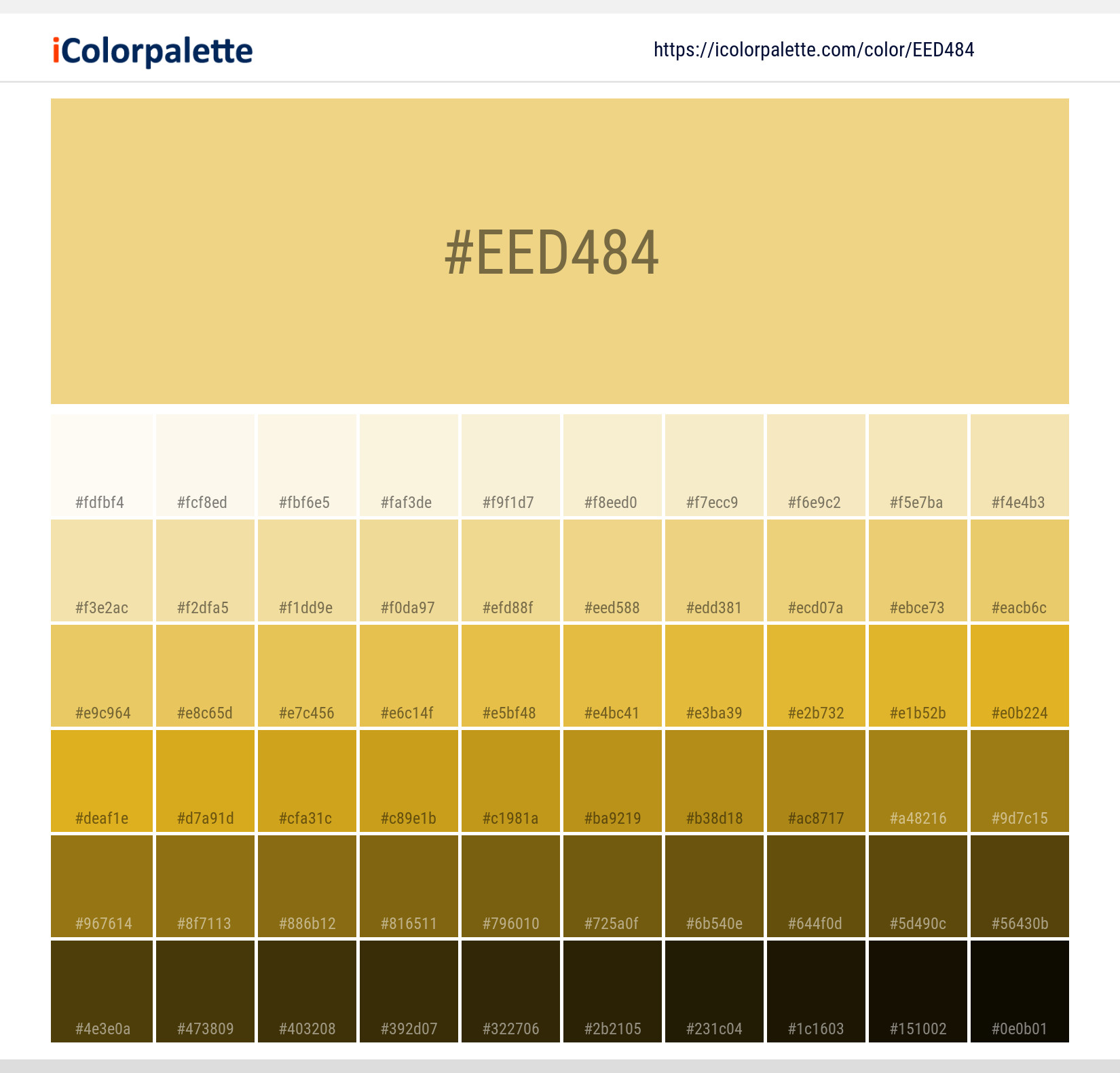 Hex Color #eed484 information | Hsl | Rgb | Pantone