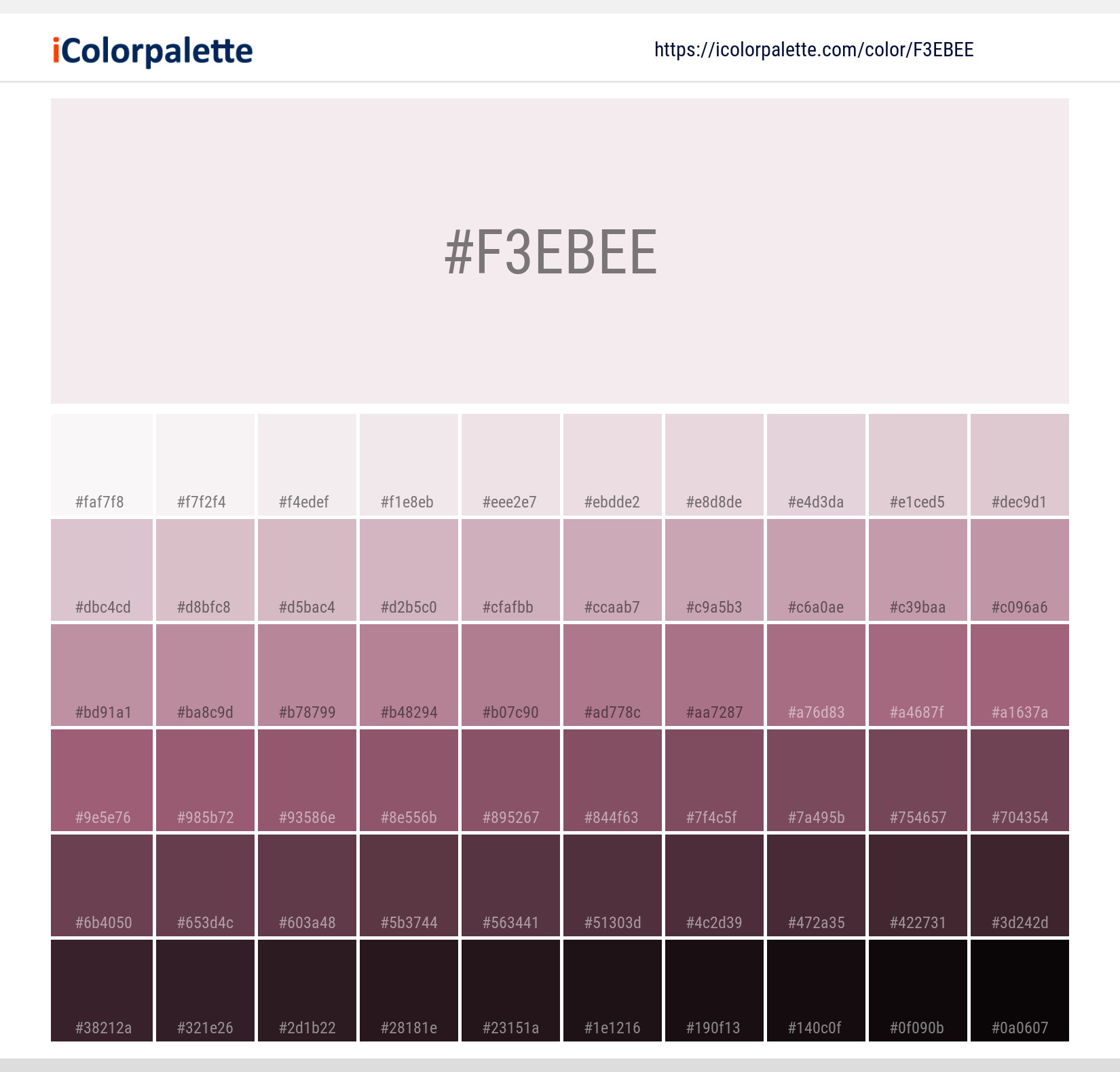 Hex Color #f3ebee | Pantone PANTONE 9345 U | Hsl | Rgb