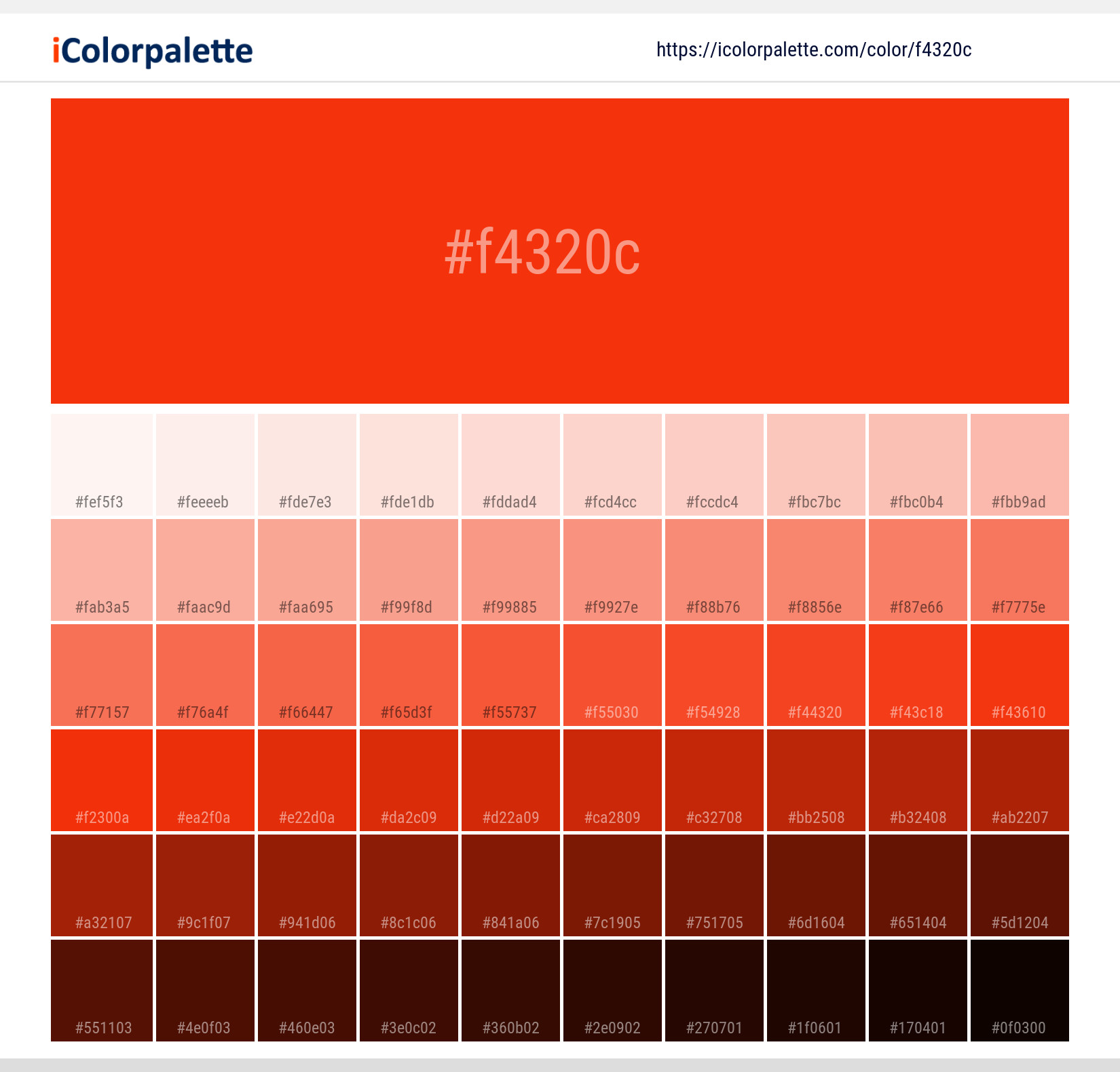 Vermilion Color | f4320c information | Hsl | Rgb | Pantone