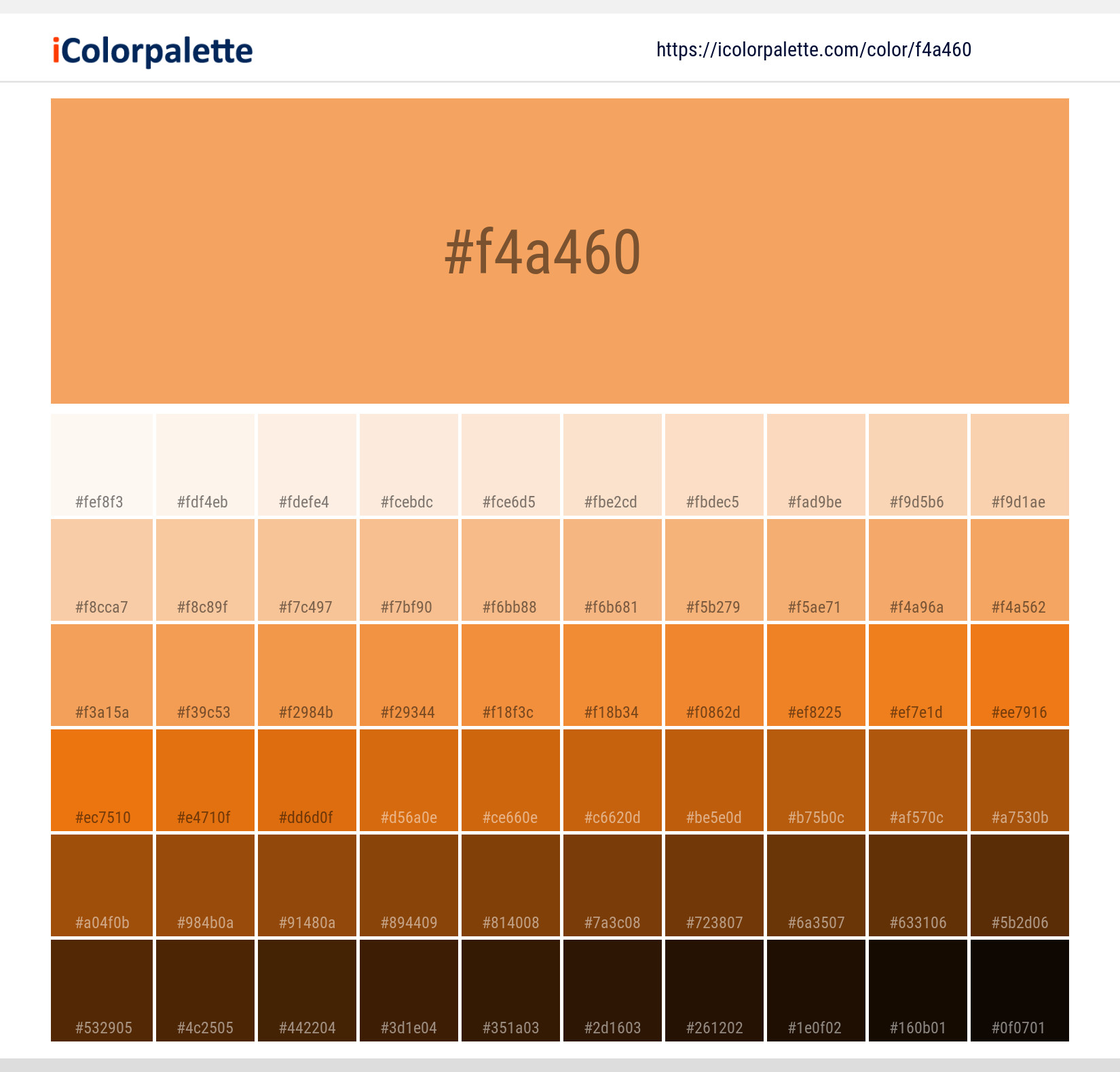 Sandy Brown Color | f4a460 information | Color conversion CMYK | Hsl ...