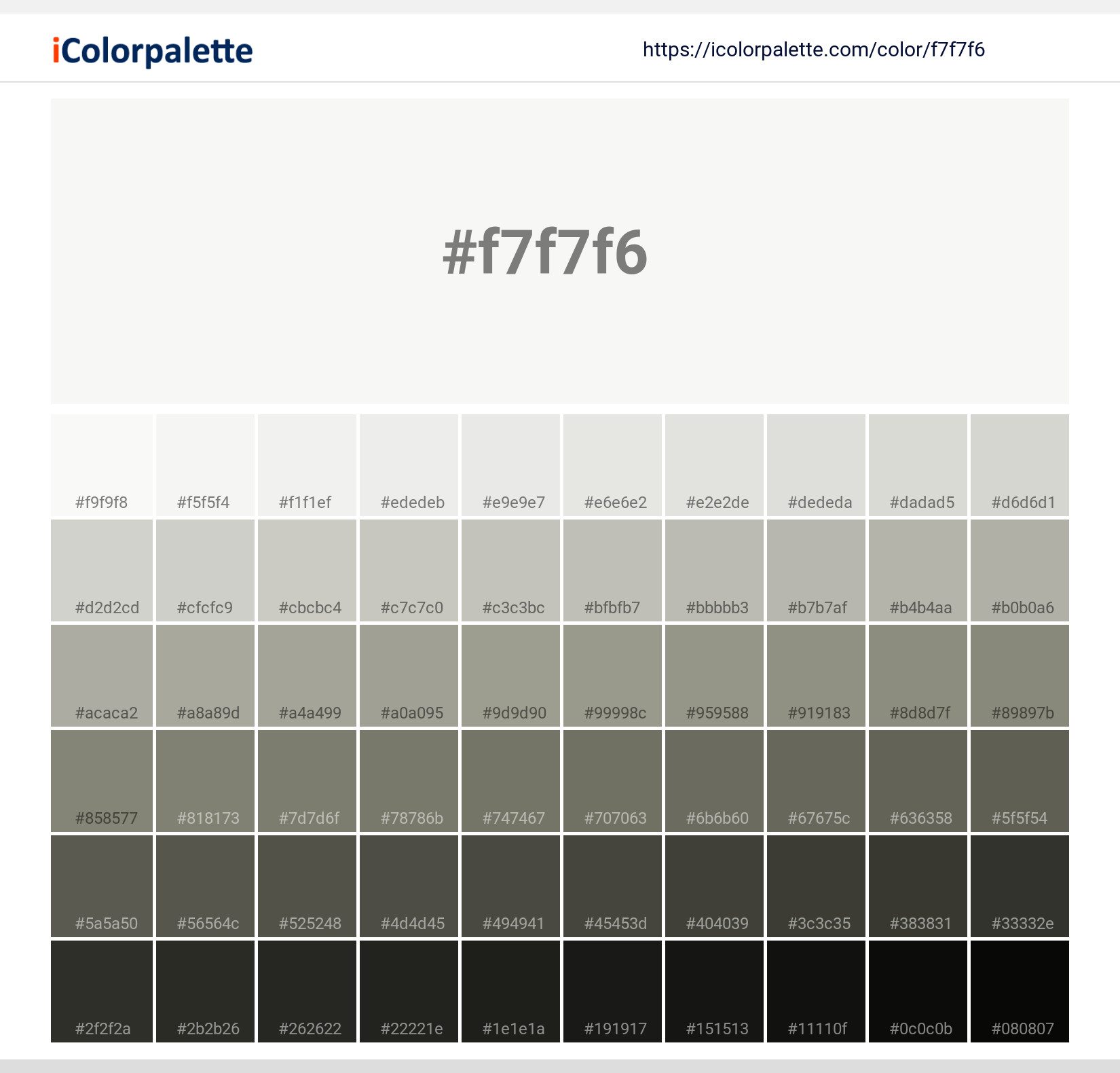 Bleached Silk (similar) Color | f7f7f6 information | Hsl | Rgb | Pantone