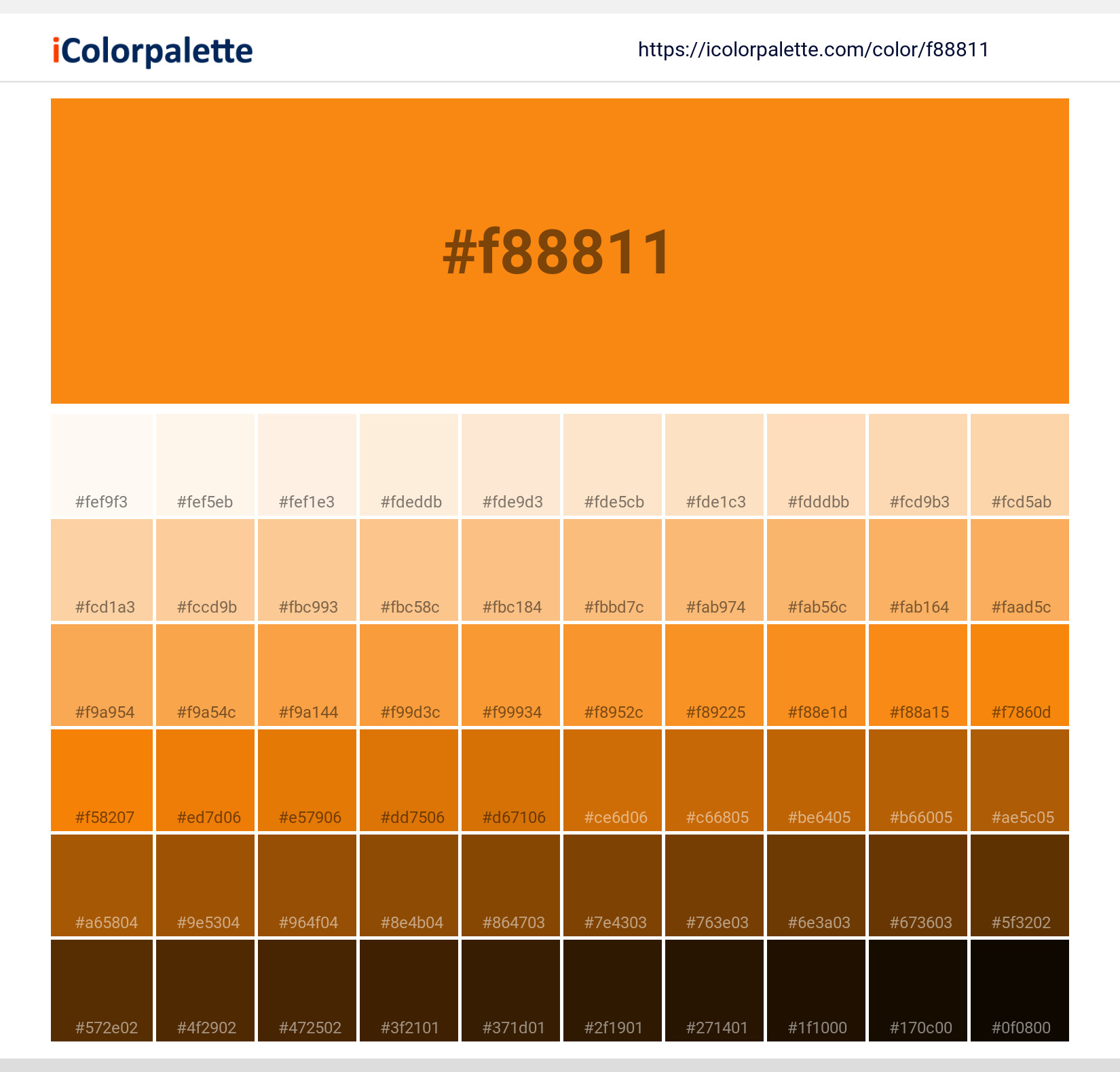 Habanero (similar) Color | f88811 information | Hsl | Rgb | Pantone