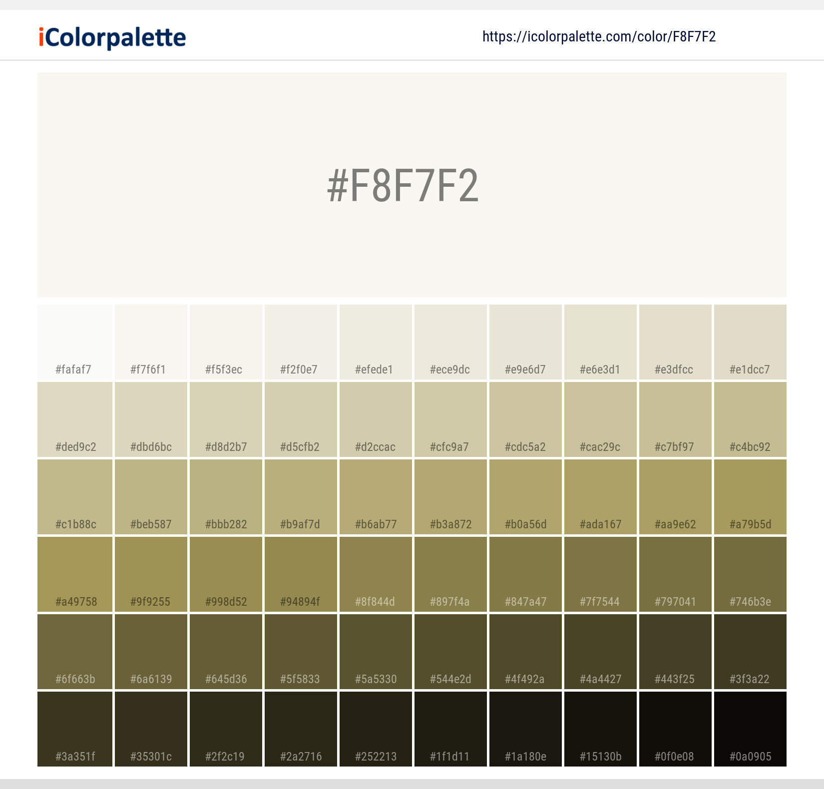 Pantone P 1-1 C Color | Hex color Code #F8F7F2 information | Hsl | Rgb ...