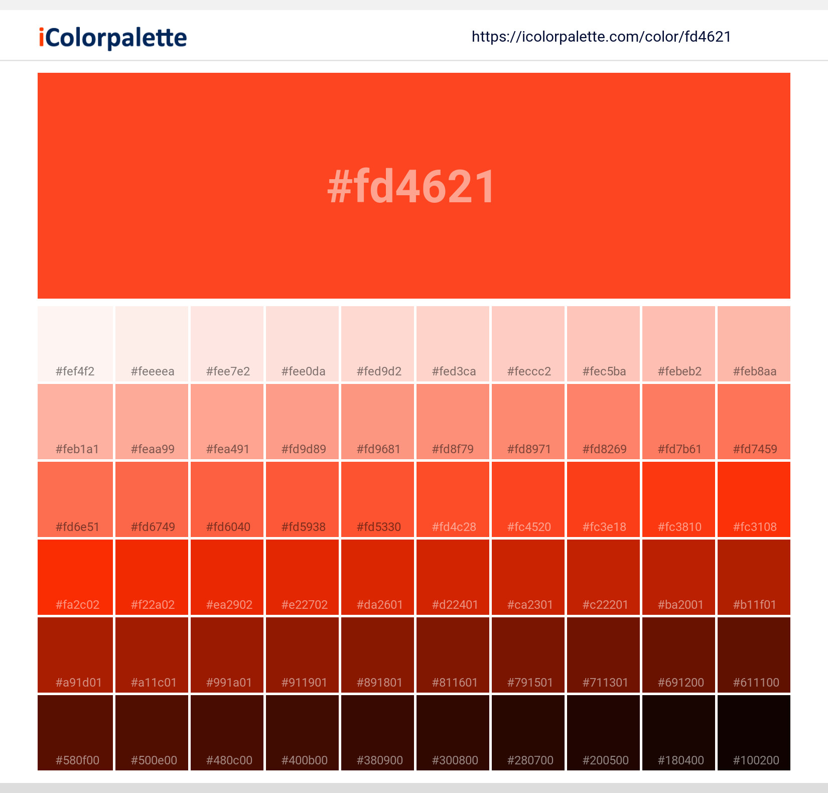 Spiritstone Red (similar) Color | fd4621 information | Hsl | Rgb | Pantone