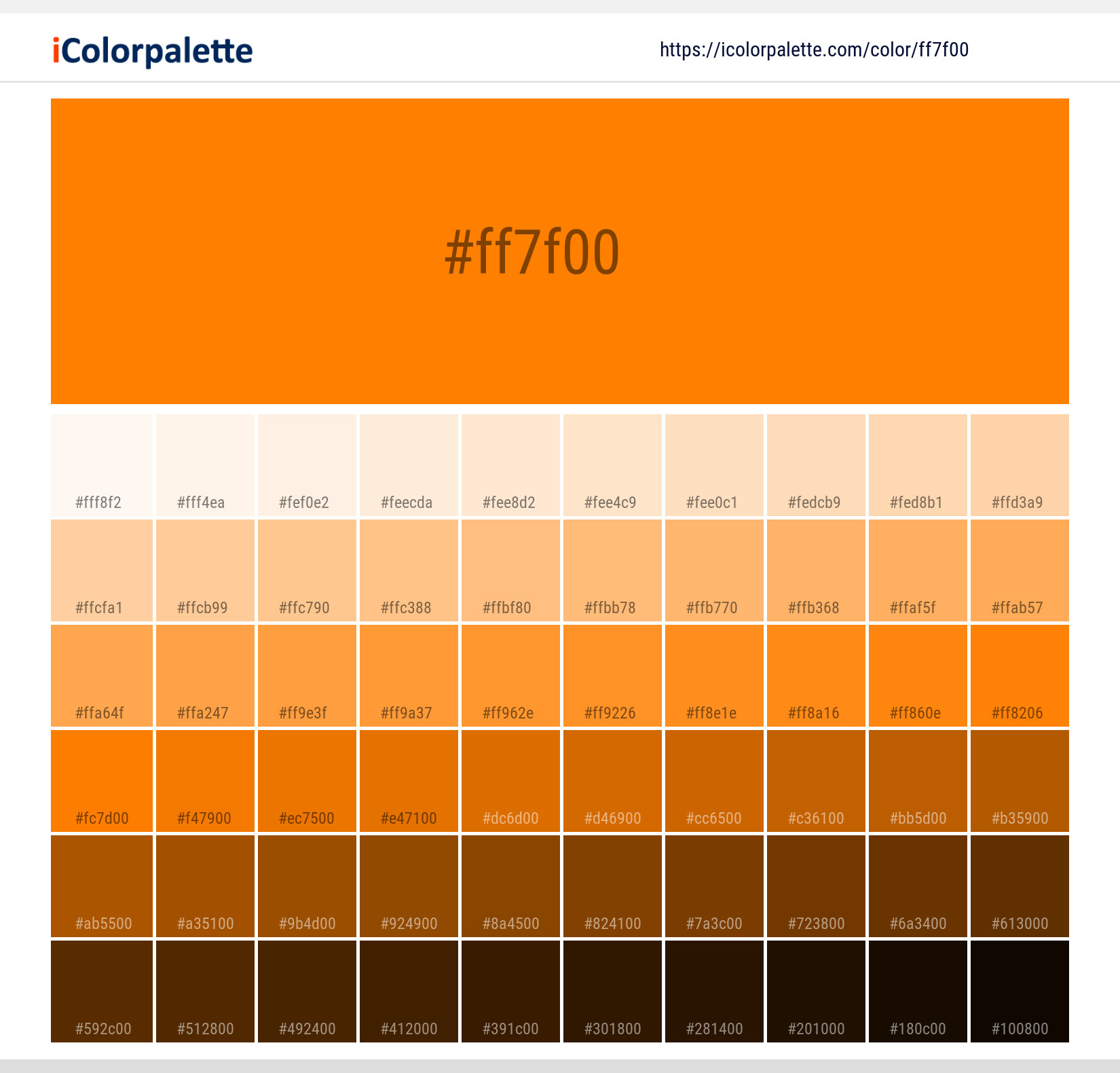 Orange Juice Color | ff7f00 information | Hsl | Rgb | Pantone