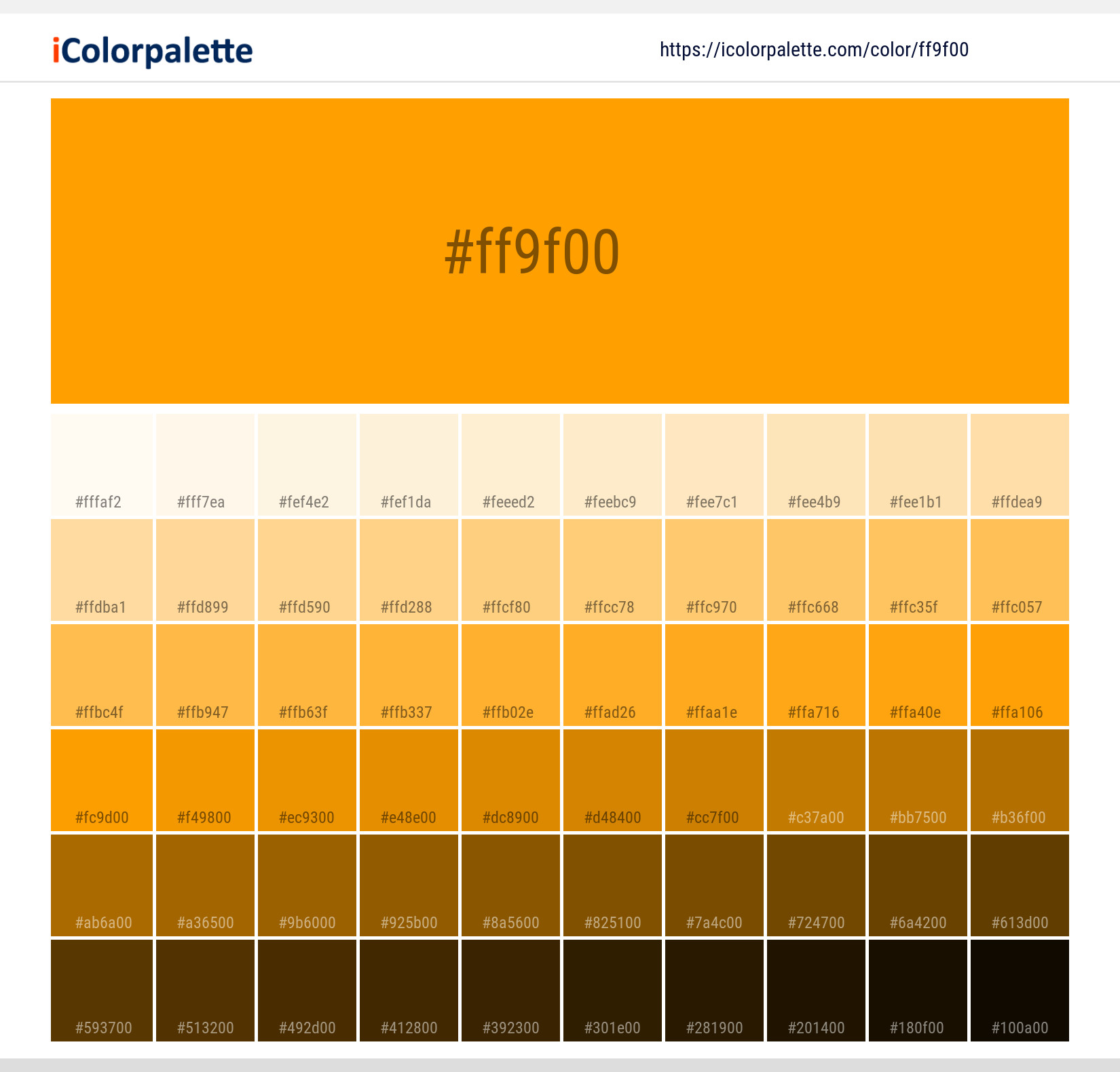 Mandarin Peel Color | ff9f00 information | Hsl | Rgb | Pantone