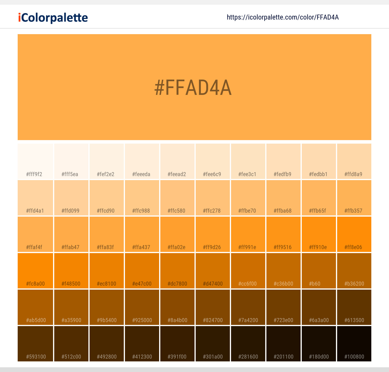 Pantone 14-1050 Tpx Marigold Color | Hex color Code #FFAD4A information ...