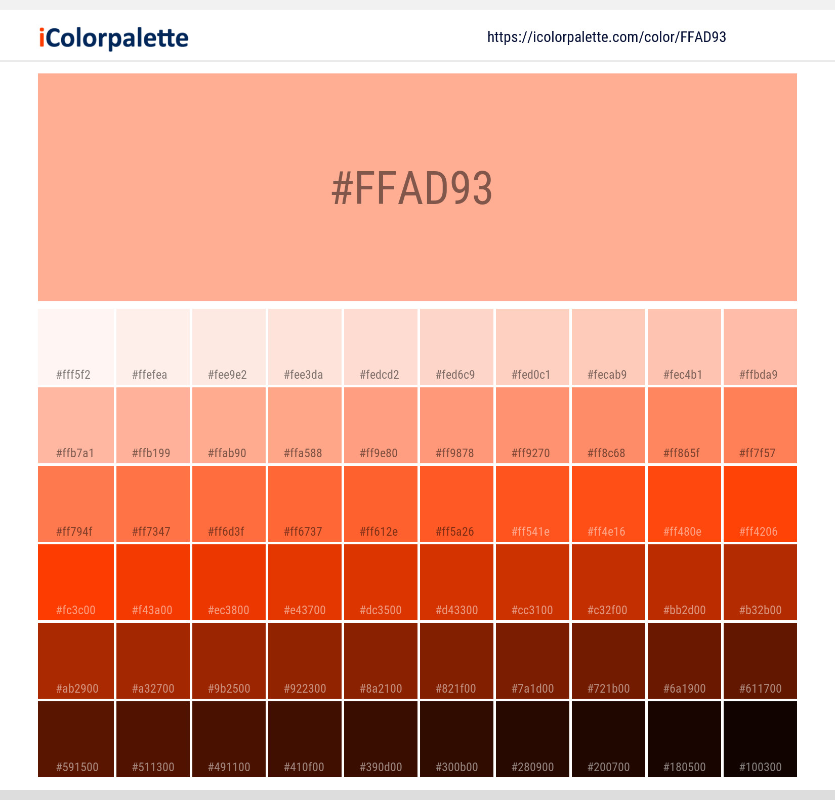Hex Color #ffad93 | Printing Match PANTONE 925 C | Color conversion ...