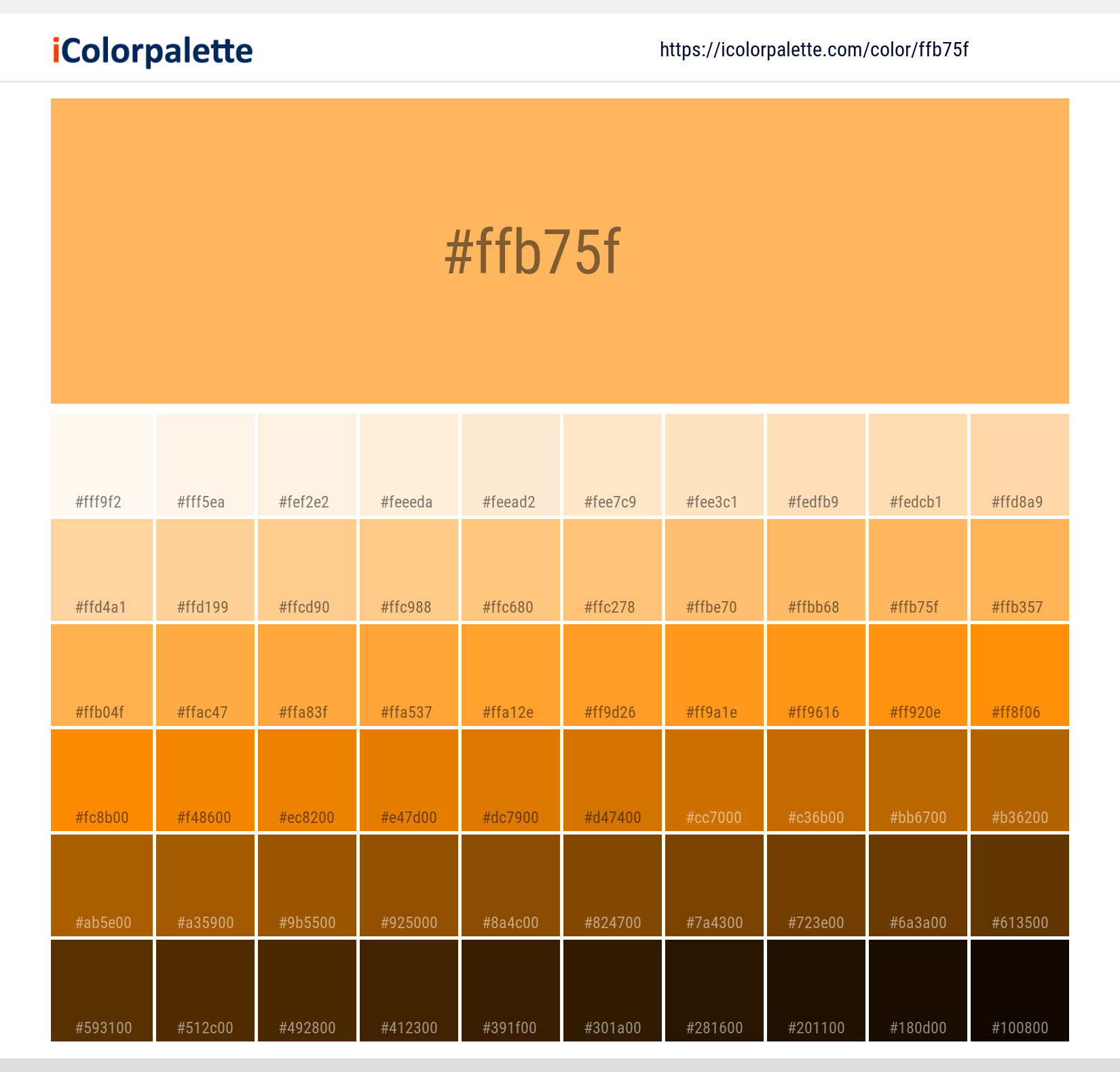 Peanut Butter Chicken Color | ffb75f information | Hsl | Rgb | Pantone