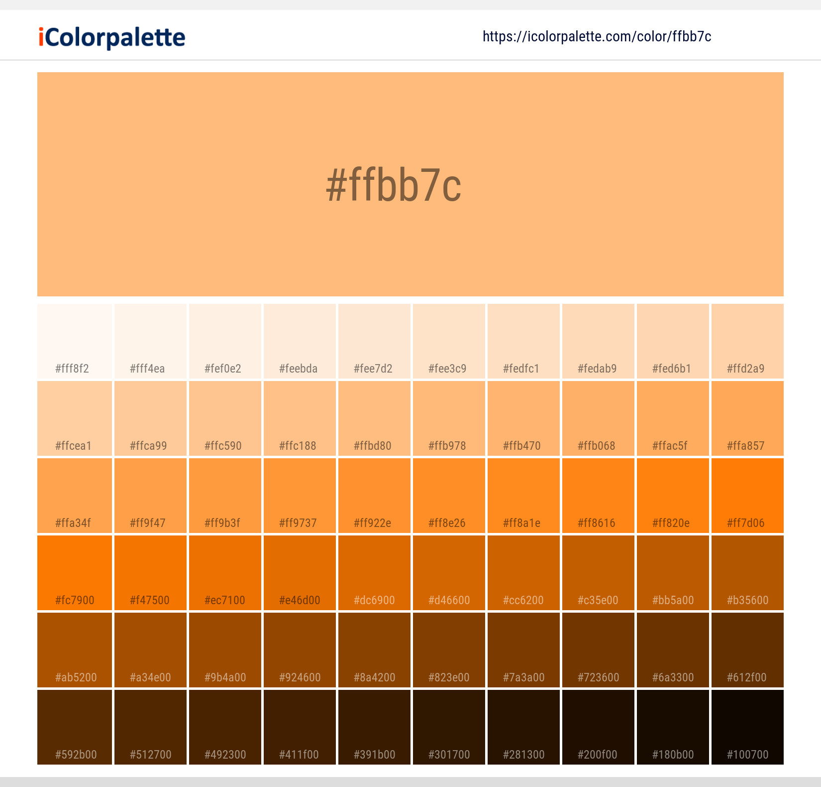 Pantone 14-1128 Tcx Buff Orange Color | Hex color Code #FFBB7C ...