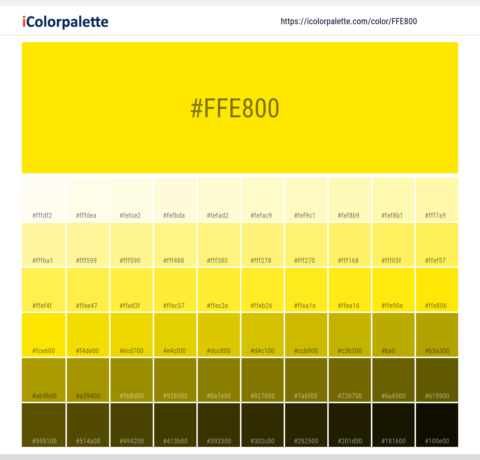 Hex Color #ffe800 | Printing Match PANTONE YELLOW U | Color conversion ...
