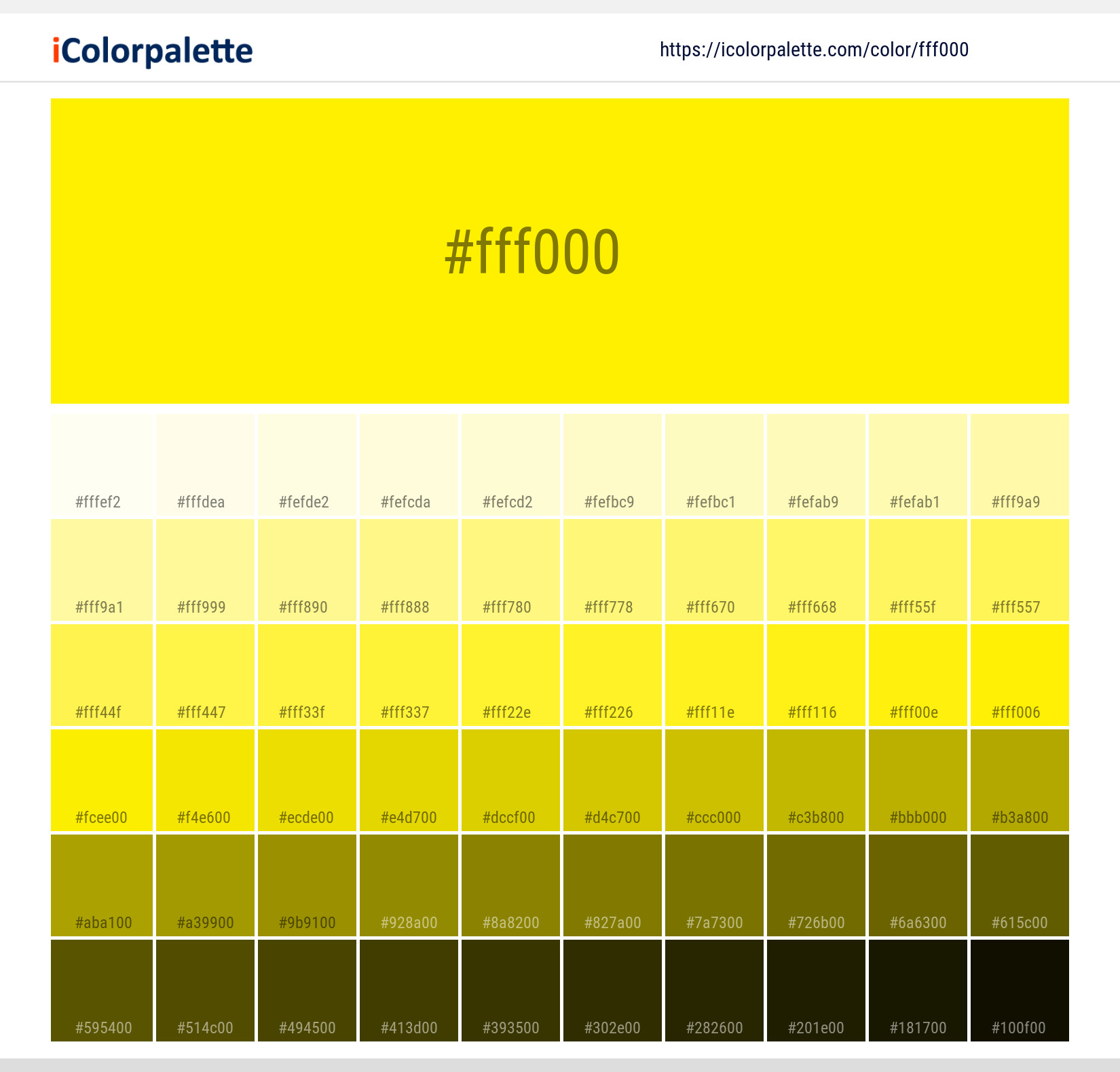 Yellow Rose Color | fff000 information | Hsl | Rgb | Pantone